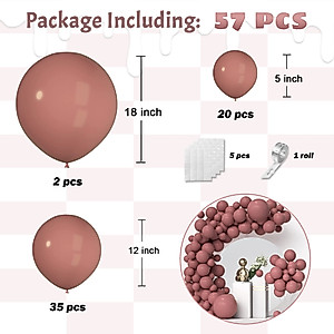 Double Stuffed Balloon Garland of Black & Dusty Pink Balloons - Dark Pink Balloons Different Sizes 5/12/18 Inch Matte Blush Pink Latex Balloon for Wedding Bridal Shower Birthday Party Decorations