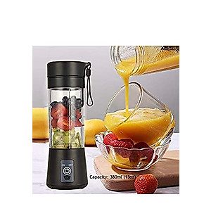 USB Portable Blender Juicer Cup, 3CPRECIOUS Fruit Juice mixer, Mini Portable Rechargeable Battery/Juicing Blender Mixer, 380ml (Black)