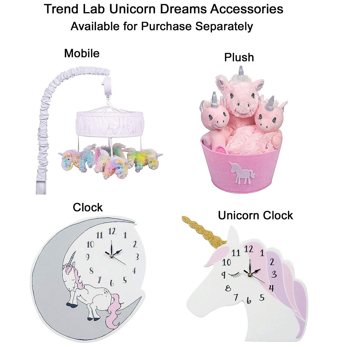 Trend Lab Unicorn Dreams 3 Piece Crib Bedding Set, Can Be Used As A Blanket Or A Playmat for Tummy Time, Includes Quilt, Fitted Crib Sheet and Skirt
