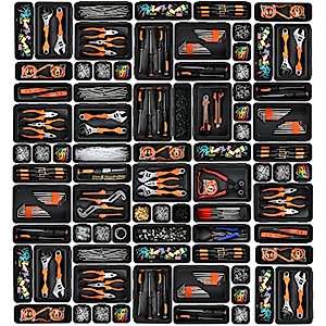 【𝟰𝟮𝗣𝗖𝗦】A-LUGEI Tool Box Organizer Tray Divider Set, Desk Drawer Organizer, Garage Organization and Storage Toolbox Accessories for Rolling Tool Chest Cart Cabinet Work Bench Small Parts