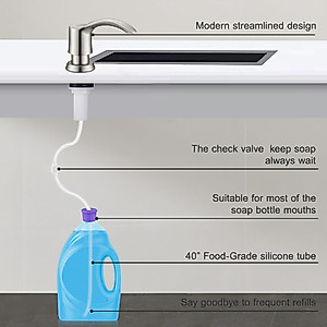 GAGALIFE Kitchen Sink Soap Dispenser - Sink Soap Dispenser Pump with 40" Silicone Extension Tube Kit (Brushed Nickel), Say Goodbye to Frequent Refills G080-1BN