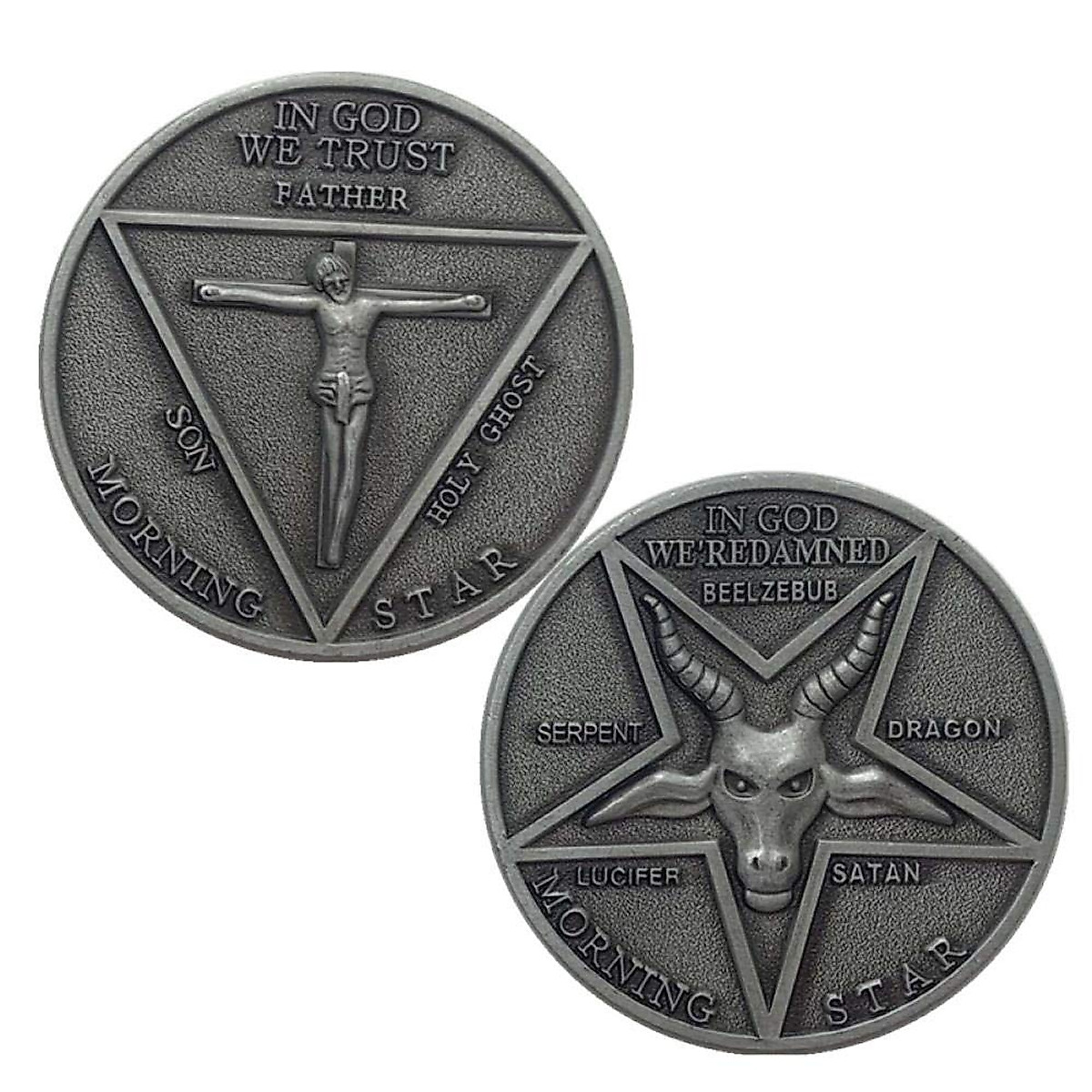 Coin Collection Commemorative Coin Pentagram Devil Star Sheep Zinc Alloy Nickel Silver Coin Collection Coin Embossed 38mm Faith Commemorative Coin