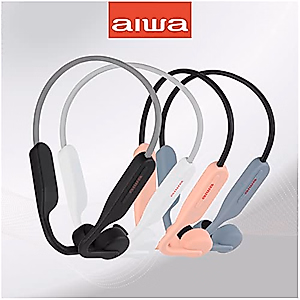 Aiwa Bone Conducting Wireless Headphones - Open-Ear Wireless Bluetooth 5.0 Sports Headphones, 6 Hours Playtime, IPX5 Waterproof Earphones for Gym, Running, Hiking, and Cycling, Black