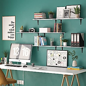 Wallniture Arras Floating Shelves for Living Room Decor, 24" Wall Shelves Office & Kitchen Organization, White Long Bookshelf Set of 6