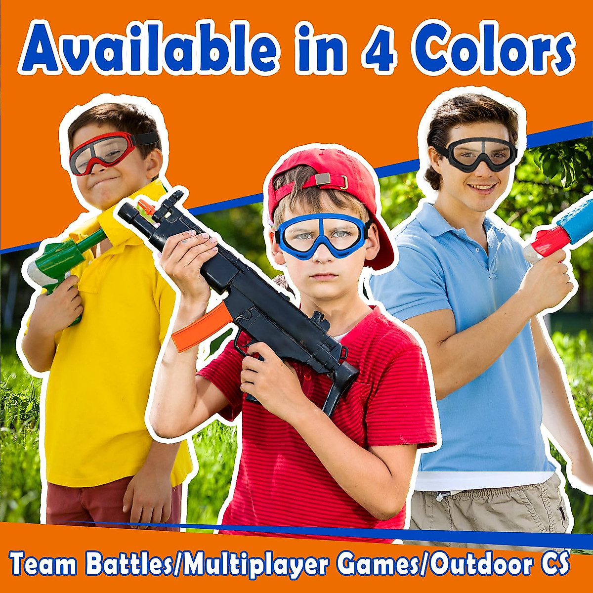 POKONBOY 4 Pack Protective Goggles Safety Glasses Eyewear Compatible with Nerf Guns for Kids Teens Game Battle (4 Colors)