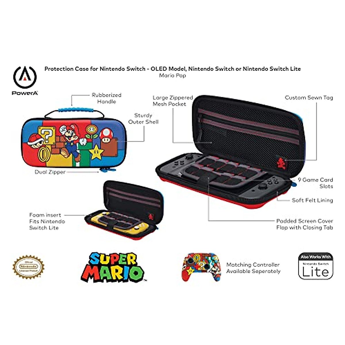 PowerA Protection Case for Nintendo Switch or Nintendo Switch Lite - Mario Pop, Protective Case, Gaming Case, Console Case - Nintendo Switch