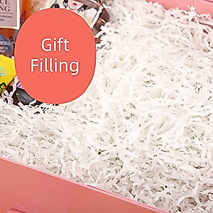 HAPPY POTATO 0.5 LB White Shredded Paper for Gift Baskets, Crinkle Cut Paper Shred Filler, Crinkle Paper for Gift Wrapping