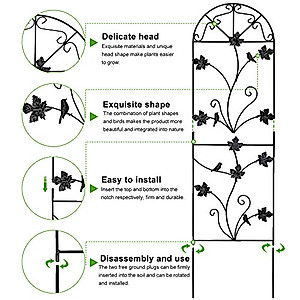 2 Packs 64"x17" Metal Garden Trellis for Climbing Plants Rustproof Sturdy Black Iron Trellis Plants Support Outdoor for Climbing Vegetable Rose Potted Plants Flower Cucumber Clematis