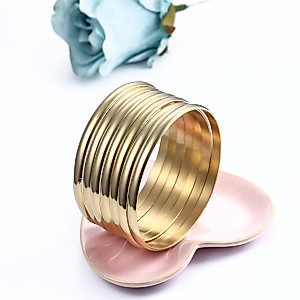 Set of 7PCS Bracelet Bangle Jewelry Cuff Punk Bracelet 18K Gold Plated 7.8inches For Women's Fashion Bangle Jewelry