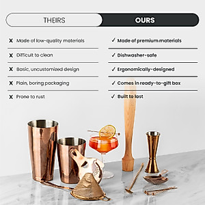 A Bar Above 14-Piece Professional Bartender Gift Set - Premium Barware Accessories for Home Bar - Bartending Gift Kit Includes Shaker, Jigger, Strainers & More - Valentines Day Gifts for Him & Her