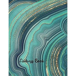 Address Book: Green Agate Large Print Adresses Book with Alphabetical Organizer For Address, Phone Number, Email, Birthday, Home, Work, Emergency reference, Anniversaries and Birthdays