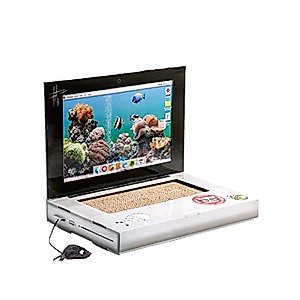 Suck UK | Cat Scratch Laptop | Cat Scratcher Laptop with Fluffy 'Mouse' | Interactive Cat Toys | Paw Over Social Media & Catch up on The Mews | Kitten Toys & Cat Scratch Pads |
