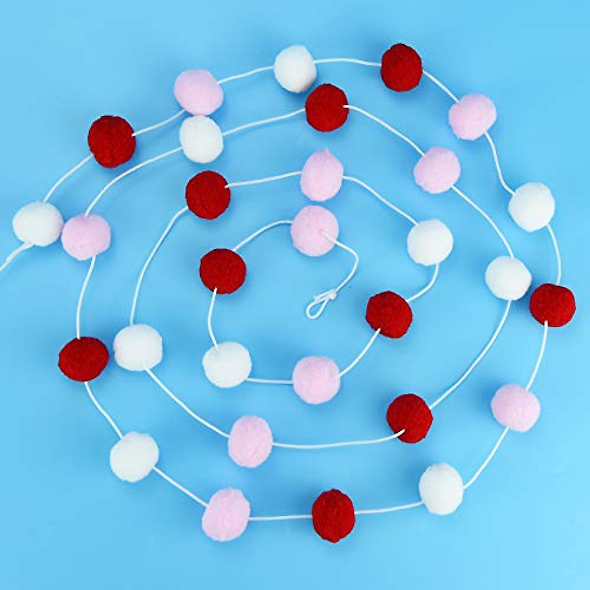 Jmkcoz Christmas Valentine's Day Felt Ball Garland Felt Banner Pom Pom Garland Decoration, 90 Pcs Pompom Balls Hanging Bunting Ornament for Mother's Day Wedding Birthday New Year Party Tree Wall Decor