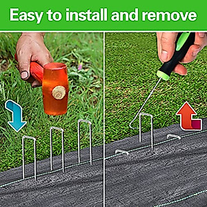 Bakulyor 50 Pcs Landscape Staples, 8 Inch 9 Gauge Garden Stakes, Galvanized U-Shaped Ground Pins, Heavy-Duty Yard Stake for Gardening Weed Barrier Fabric, Sod Decorations Fence and Irrigation Tubing