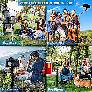 Selfie Stick Tripod, SAVEYOUR 51" Extendable Tripod Stand with Universal Phone/Pad Clip, Remote Shooting Compatible with iPhone & Android Devices, Phone Tripod for Video Shooting, Vlog, Selfie