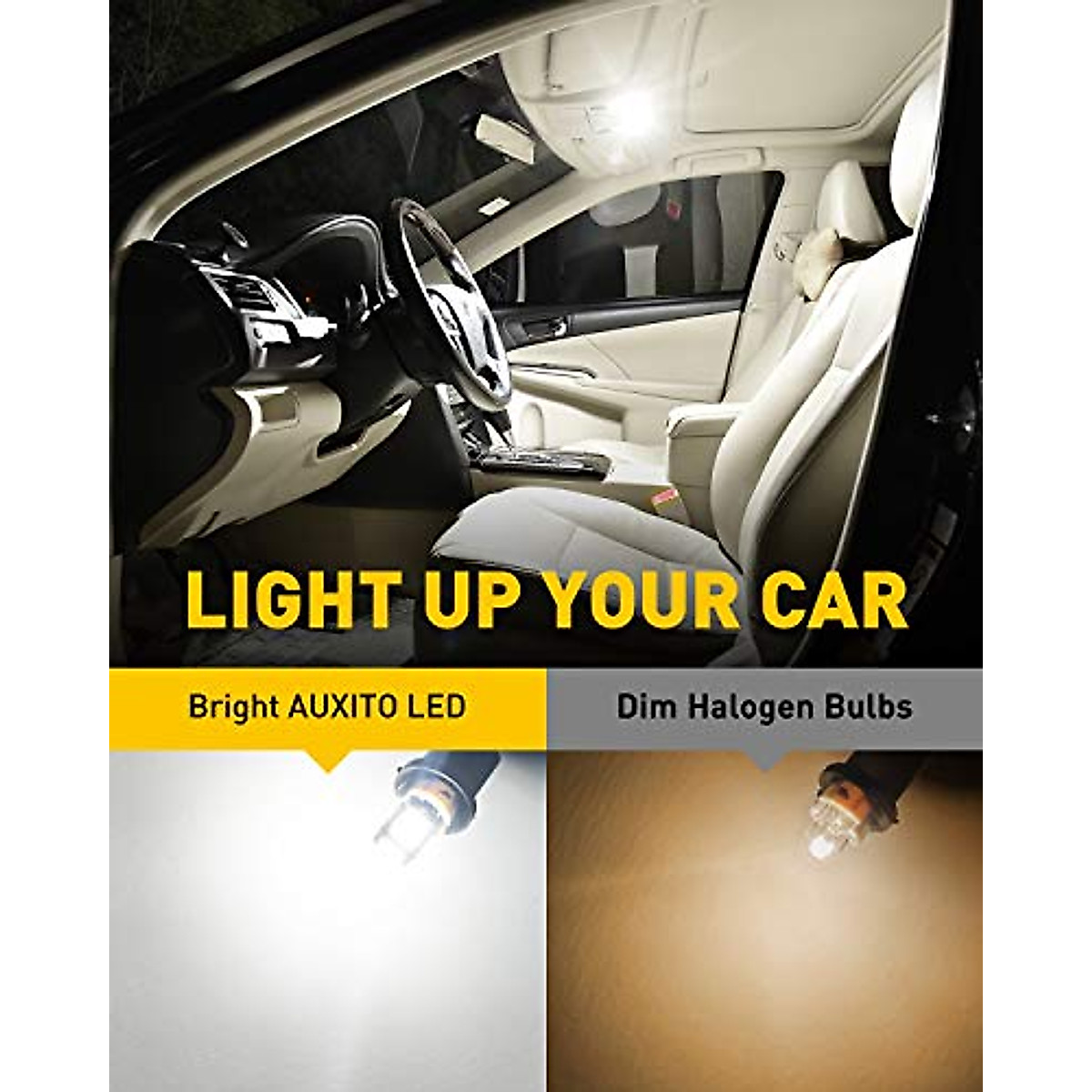 AUXITO 194 LED Bulb 6000K White 168 2825 W5W T10 Wedge 14-SMD Interior Car Bulbs Replacement for Dome Map Door Courtesy Trunk Parking License Plate Lights, 10 PCS