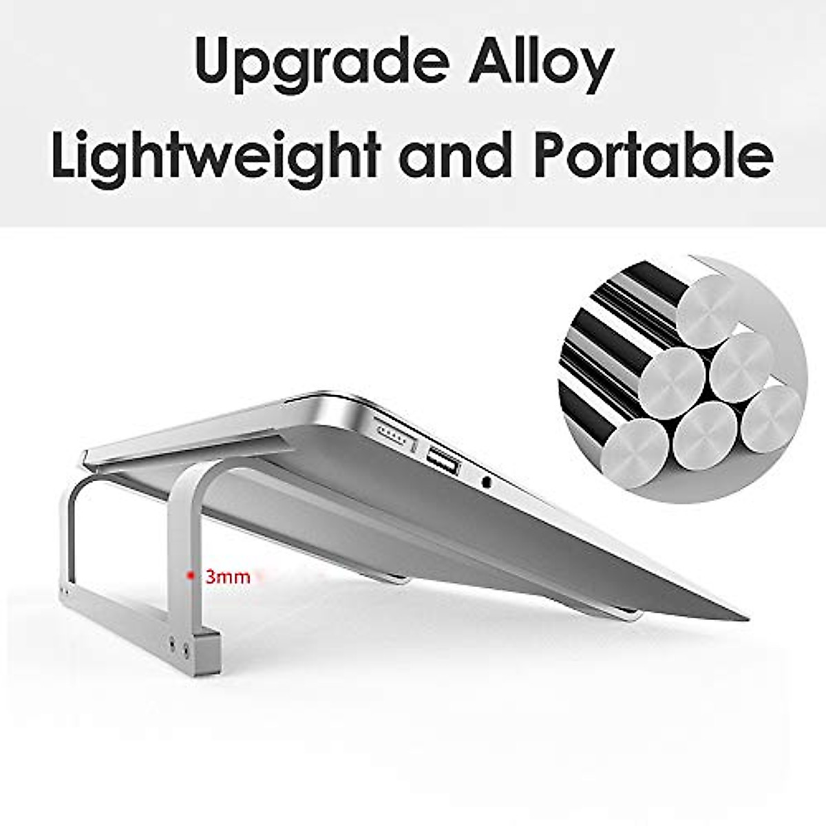 SKYZONAL Laptop Stand Aluminum Ventilated Stand Ergonomic Riser (Silver)