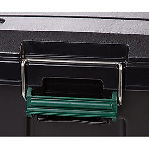 Remington 20 Gallon Loackable WEATHERTIGHT Storage Totes with Lids, Heavy-Duty Durable Stackable Containers, 4 Pack - Green Lid, Large Garage Organizing Bins, Rugged Sturdy Equipment Utility Tool Box