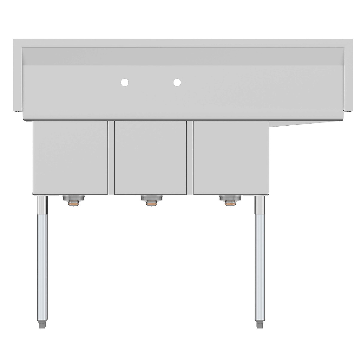 KoolMore 3 Compartment Stainless Steel NSF Commercial Kitchen Sink with Drainboard - Bowl Size 12" x 16" x 10",Silver