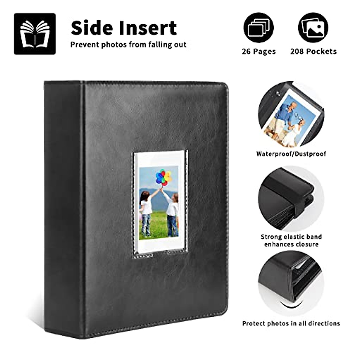 288 Vertical Photos for Instax Mini Photo Album, Front Window, Photo Album 2x3 For Fujifilm Instax Mini Film 7s 8 9 11, Polaroid 300, HP Sprocket, K-pop Photocards (Silver)