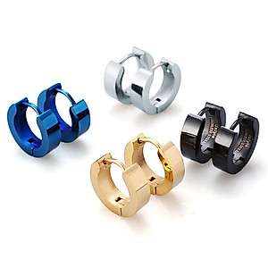 Jstyle Stainless Steel Unique Small Hoop Earrings for Men Huggie Earrings