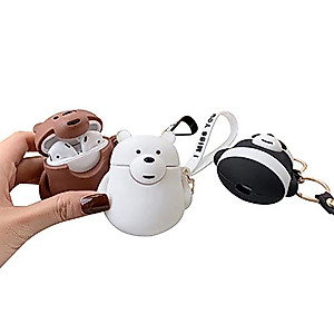 AiKeDuo for Airpods 2 Case Panda Cute Funny Cartoon Animals We Bare Bears Character Airpod1Cover Cool Keychain Design Skin Fashion for Girls Boys Airpods Case (White Bear)