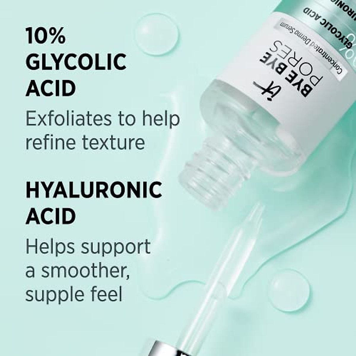 IT Cosmetics Bye Bye Pores 10% Glycolic Acid Serum - Visibly Minimizes Pores In 1 Week & Exfoliates to Help Refine Skin’s Texture - With Hyaluronic Acid - Vegan Formula - 1 fl oz