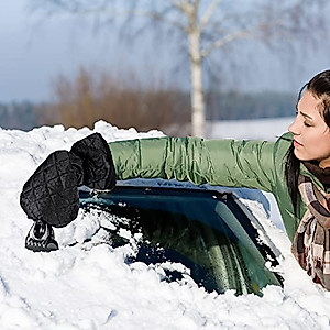 EBOOT 2 Pieces Ice Scraper with Glove for Car Warm Ice Snow Scraper Mitt Waterproof Detachable Windshield Scraper Snow Remover Glove with Comfortable Grip