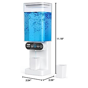 Automatic Mouthwash Dispenser for Bathroom-24.6FlOz 3 Adjustable Dispensing Levels MouthWash Dispenser for Bathroom Accessories with Magnetic Cups & Organizer, for Both All Age Groups Oral Care, White