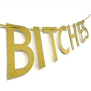 Glitter Gold"Let's Fiesta Bitches" Banner Garland Sign Birthday Party Decor, Fiesta, Cinco De Mayo, Taco Bar, Mexican, Cactus Decorations Bachelorette Party Decorations