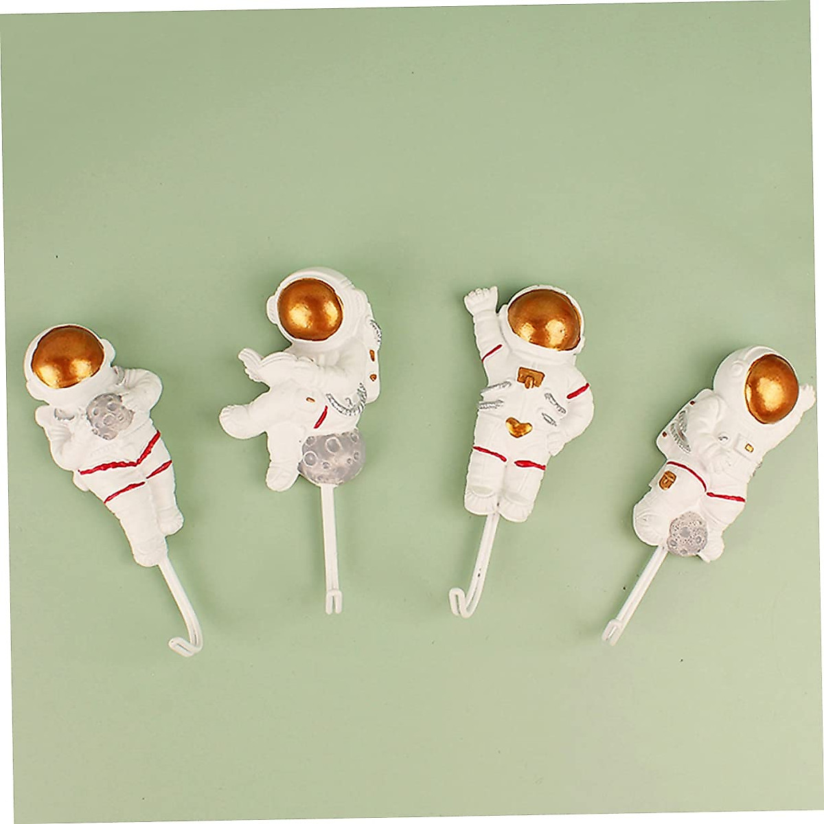 CAXUSD 3Pcs Astronaut Wall Mounted Hooks Adhesive Sticky Coat Hangers for Entryway Bathroom Room Creative Space Themed Storage Solution