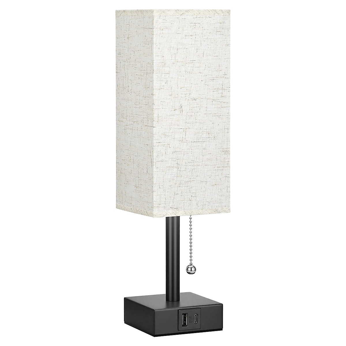 Aooshine Bedside Table Lamp with 3 Levels Brightness - 2700/3500/5000K Small Lamp with USB C+A Ports, Nightstand Light with 3 Color Modes by Pull Chain, Bedroom Lamp for Living Read(LED Bulb Included)