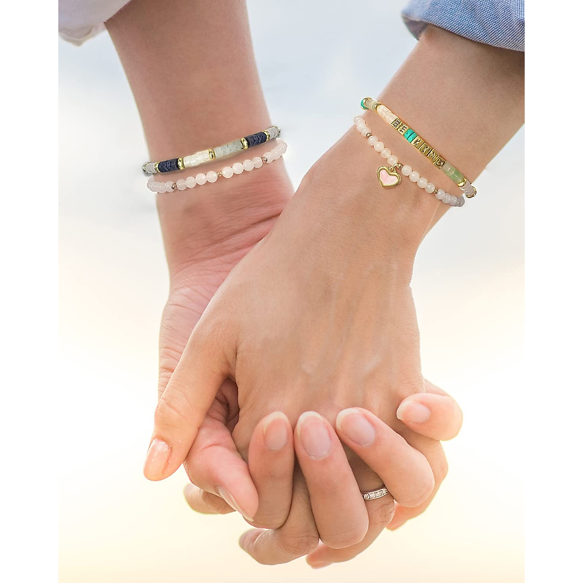 Bracelet Motivational Inspirational Beaded Mother Daughter Best Friend Granddaughter Crystal Jewelry Gifts for Women (W-Be kind bracelet)