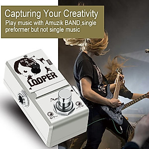 Amuzik Looper Electric Guitar Effect Loop Pedal 10 Minutes of Looping Unlimited Overdubs USB Port True Bypass