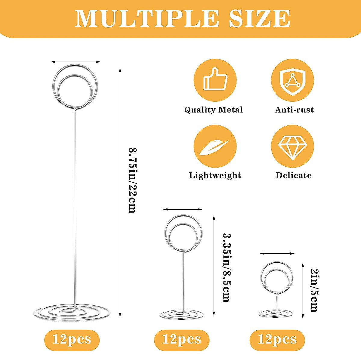 Prasacco 36 Pieces Table Number Holders, 3 Size Place Card Holder Wedding Table Name Card Holder Clips Silver Photo Holder Clips Memo Note Photo Stand Table Picture Holder for Wedding Party