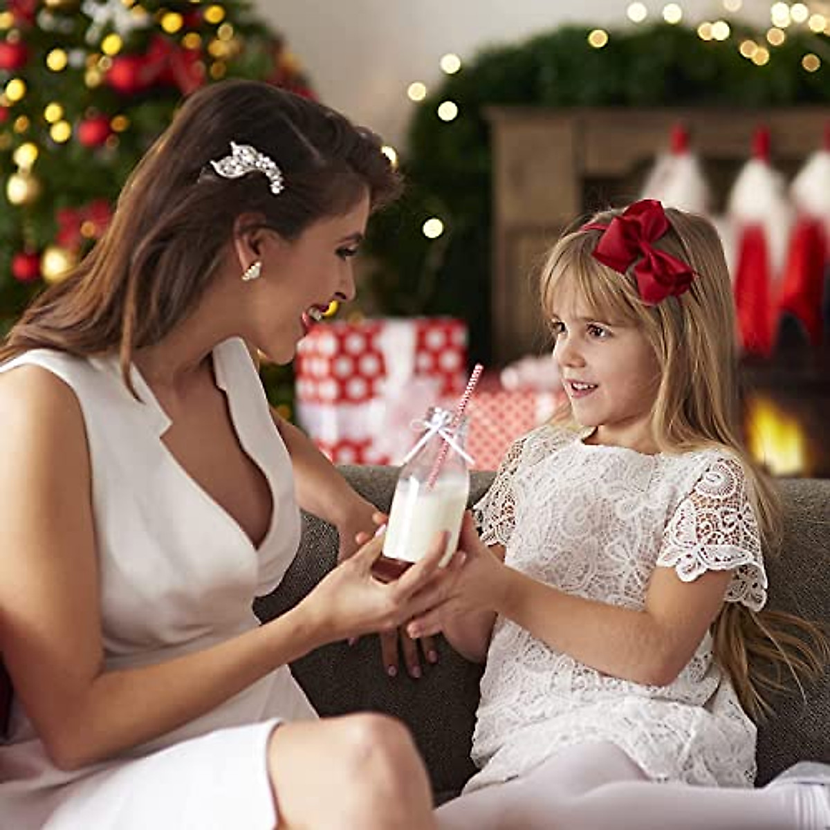 SUPERLELE 12pcs 12oz Glass Juice Bottles, Reusable Glass Bottles with Caps and Straws, Glass Bottles for Juicing, Milk, Smoothie, Drinking and Other Beverages