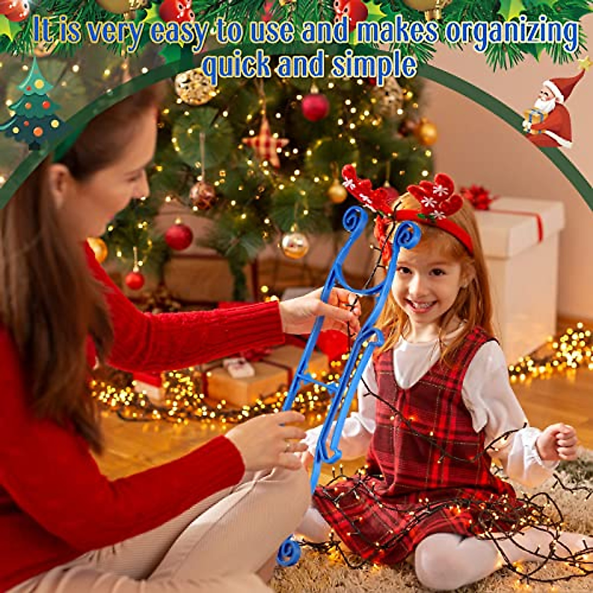 Vicenpal Christmas Lights Storage Holder, Holiday All-purpose Light Cord Wind up Organizer for String Lights, Extension Cords, Magnet Fishing Rope (Blue, Set of 6)