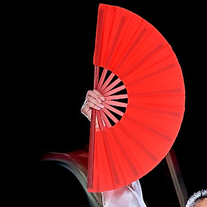 Folding Fans for Men and Women Portable Dance Fan Gifts Red Tai Ji Gong fu Hand Fan for Wedding Performance Festival Theater Party Fan