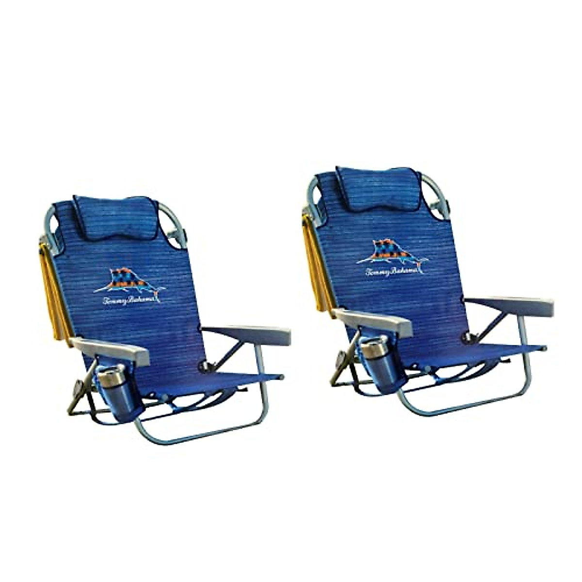 Tommy Bahama Backpack Beach Chair 2 Pack (Sailfish and Palms), Aluminum, Multicolor