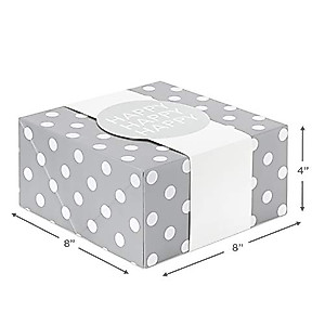 Hallmark 8" Medium Gift Box Set with Wrap Bands (Pack of 2: Silver and White, Happy) for Christmas, Hanukkah, Weddings, Valentine's Day, Birthdays