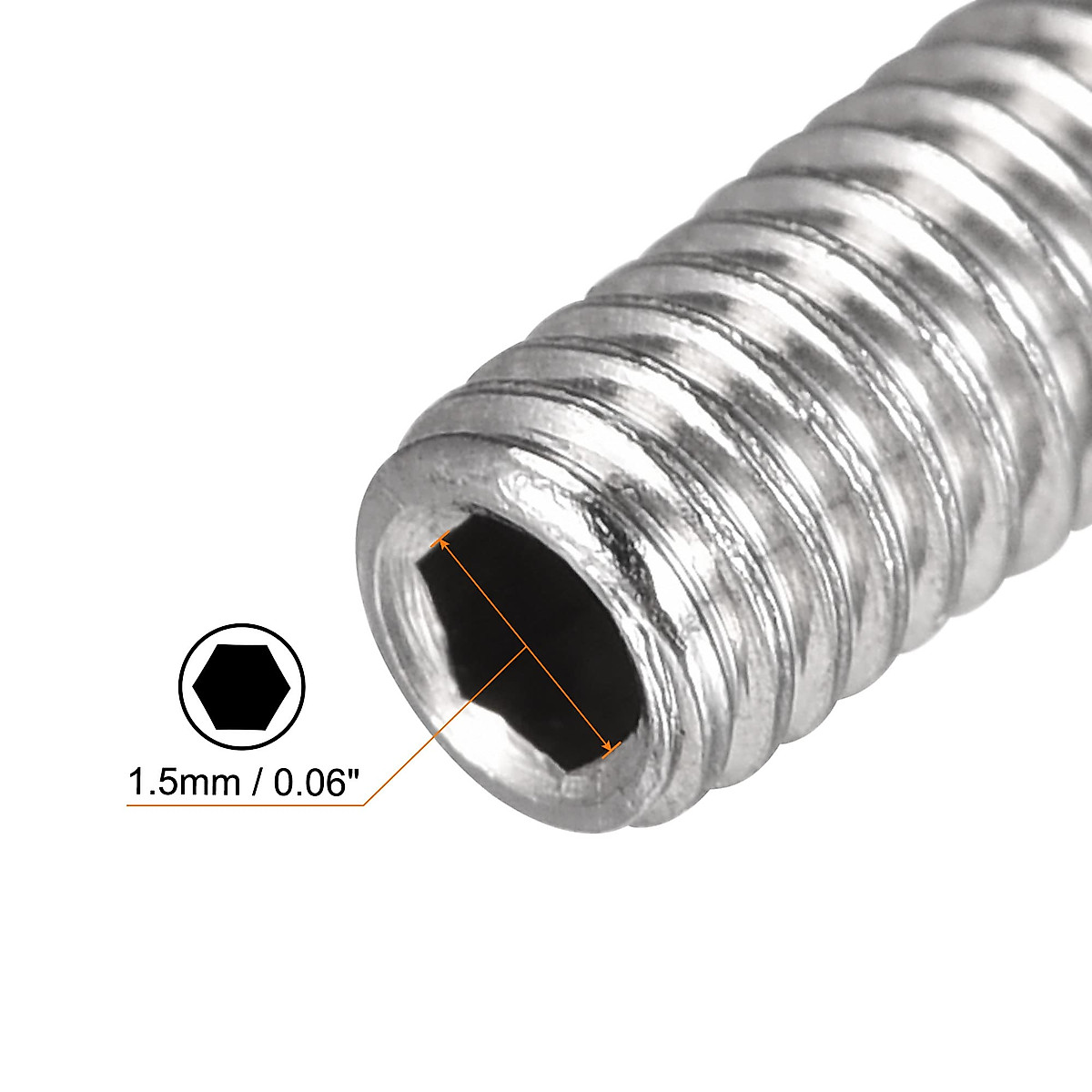 uxcell Ball Point Set Screws, M3 x 6mm 304 Stainless Steel Metric Spring Hex Socket Screw 20pcs