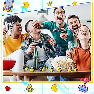 Leitee 24 Sets Video Game Party Favors Rubber Ducks with Mini Headset Glasses and Controllers Cute Bath Rubber Ducks Small Bathtub Accessories Toys for Birthday Swimming Party Favors Decoration