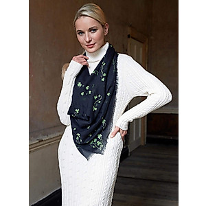 Patrick Francis Shamrock Designed Fashion Scarf, Navy Colour