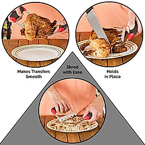 AMZ BBQ CLUB, BBQ Gloves and Metal Meat Claw Accessories with Heat-Resistant Silicone Glove and Meat Shredder (Red)