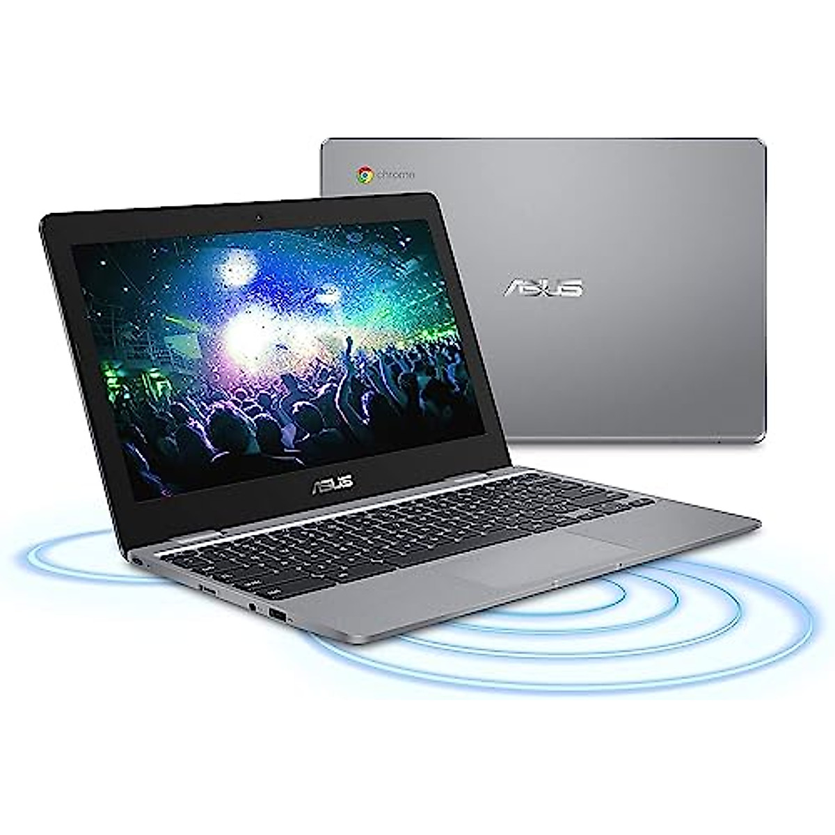 Asus C223 11.6/'' HD Chromebook Laptop, Intel Celeron N3350 Processor, 4GB RAM, 32GB eMMC Flash Memory, Intel HD Graphics, HD Webcam, Stereo Speakers, Chrome OS, Gray, (renewed)