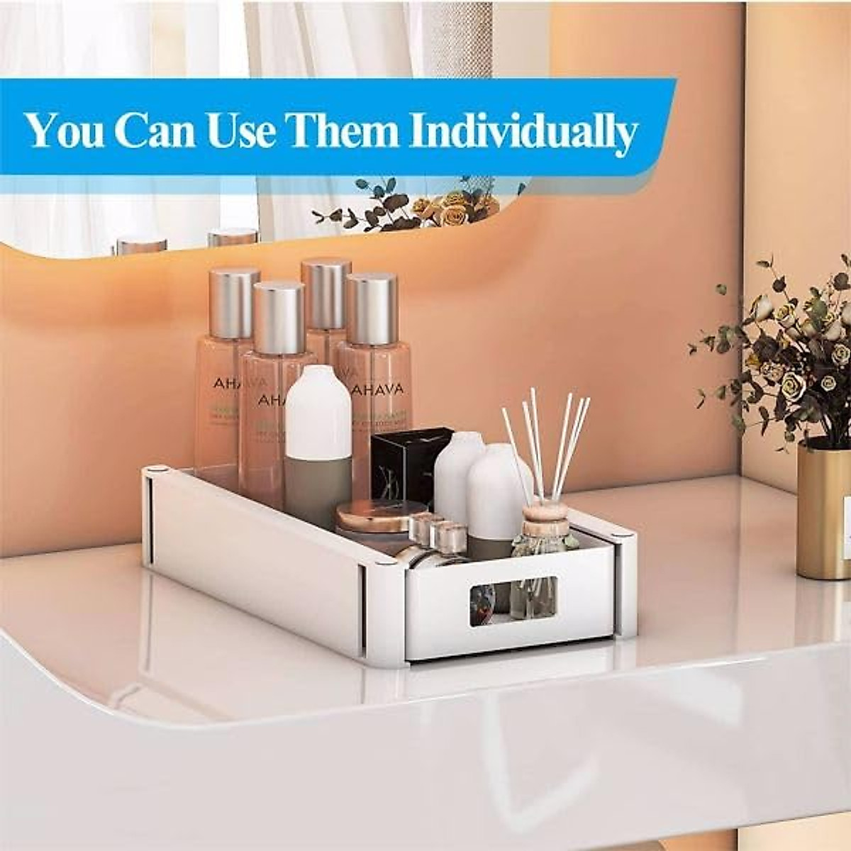 DAMGOLOZA 2 Pack Pull Out Under Sink Organizer, 2 Tier Multi Purpose For Bathroom Kitchen Sink Storage Organizer - White