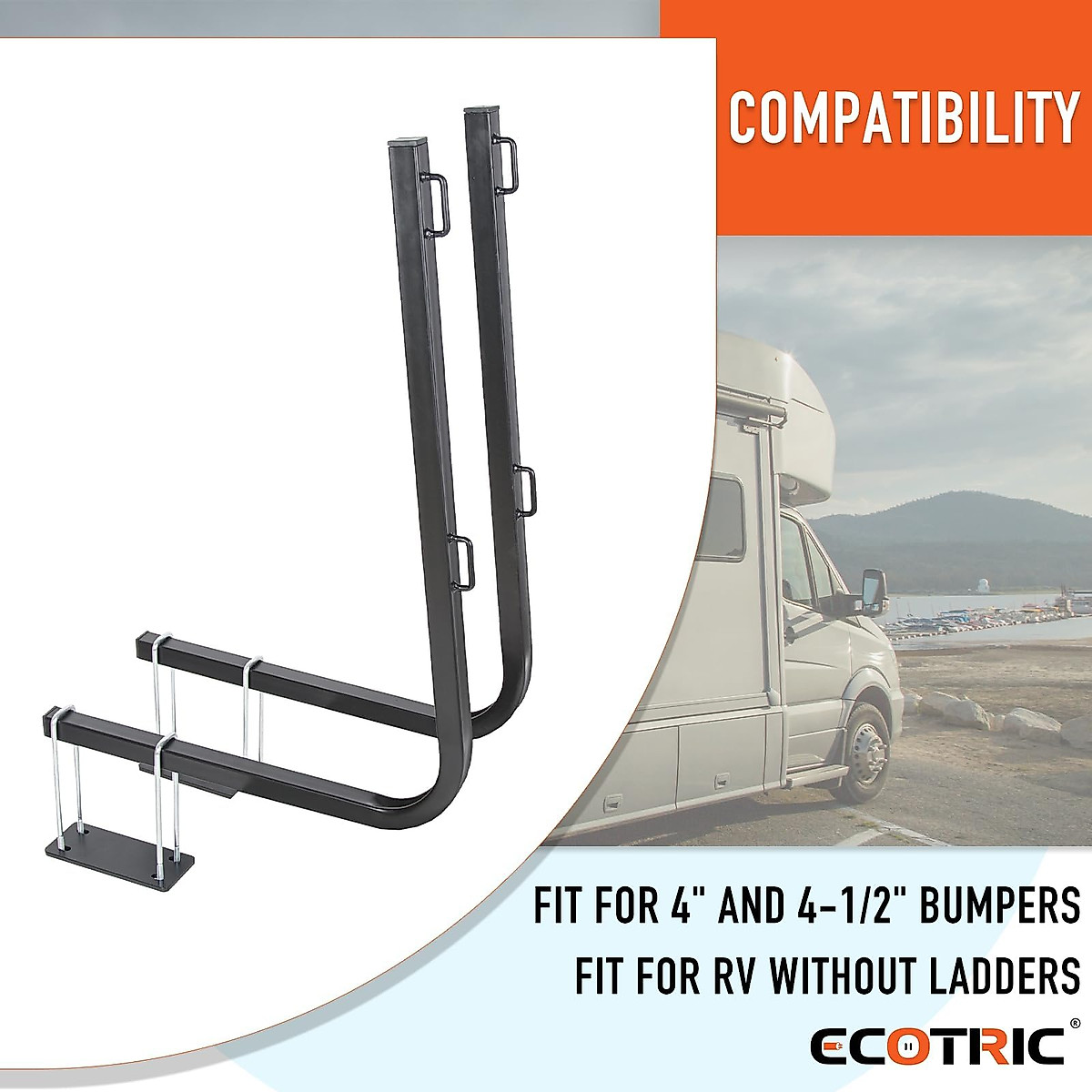 ECOTRIC RV Portable Waste Tote Tank Carrier RV Bumper Rack Support Bracket with Heavy-Duty Straps Secure Water Tank in Place During Travel