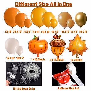 Beaumode Thanksgiving Balloon Arch Garland Kit Orange Yellow Brown Balloons 134pcs for Fall Harvest Birthday Little Pumpkin Baby Shower Fall Love Bridal Shower Friendsgiving Turkey Party Decorations