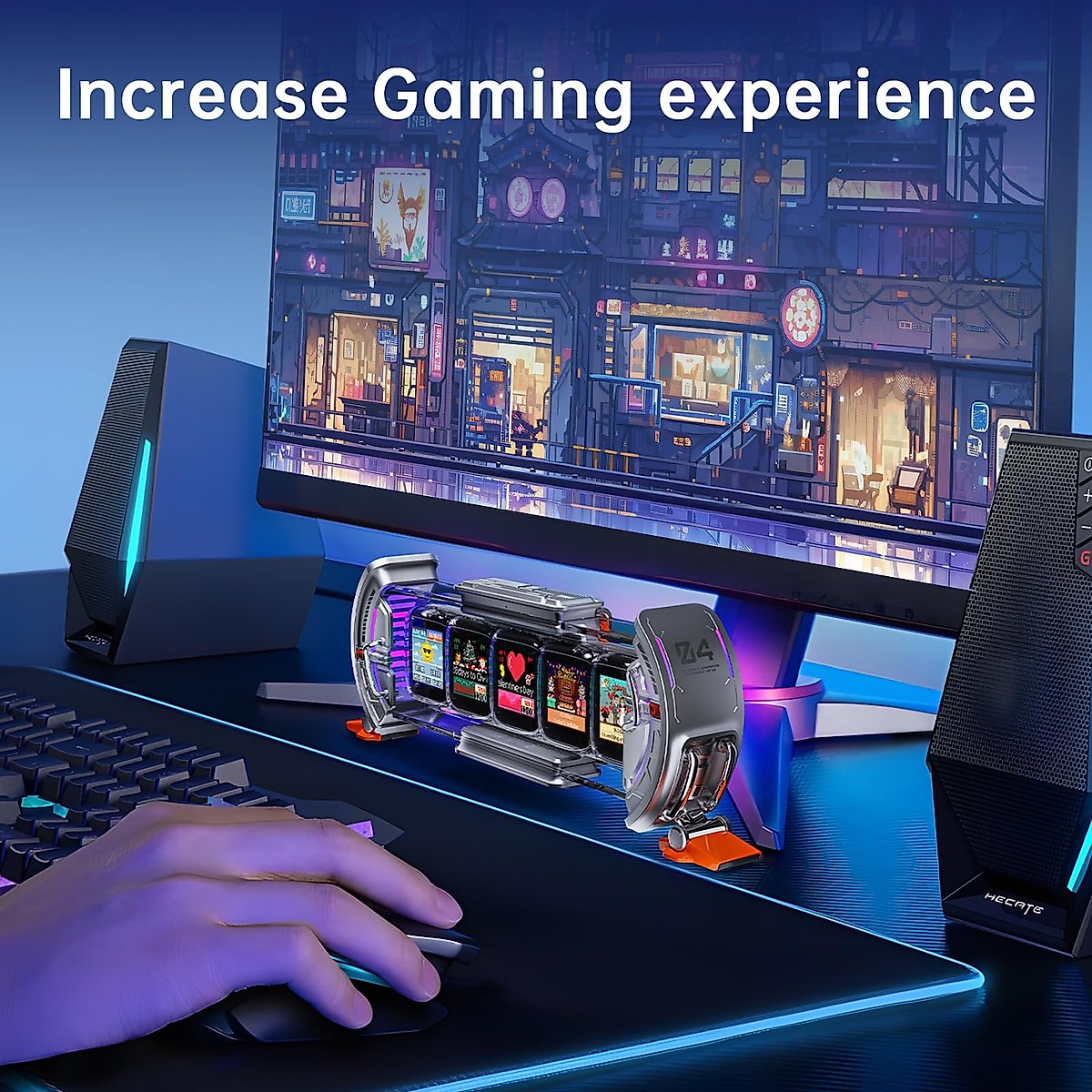 Divoom Times Gate - Cyberpunk Gaming Setup Digital Clock with Smart APP Control, WiFi Connect, RGB LED Display, Personalized Dashboard, Pixel Art for Gaming Room & Office Decor(Sliver)