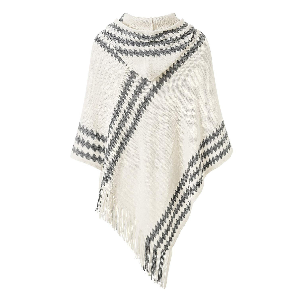 Ferand Soft Pullover Poncho Sweater Cape with Hood for Women, One size, Beige